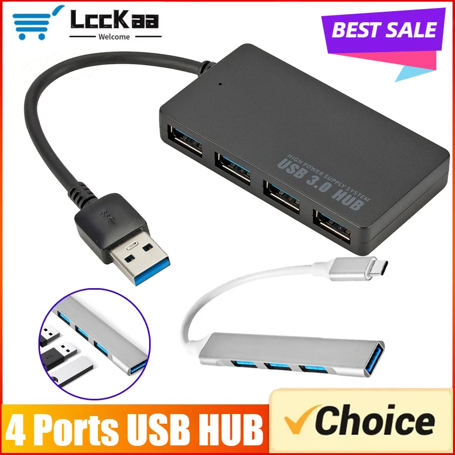 LccKaa USB Hub USB 3.0 4 Port Type C HUB High Speed Data Cable ...