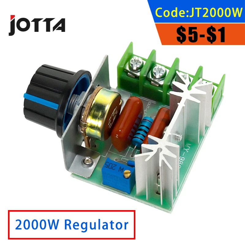 2000W 220V SCR Electronic Voltage Regulator Module Speed Control ...