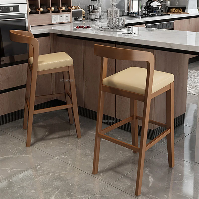 Nordic Bar Table Chair Solid Wood Household Bar Stools For Kitchen ...