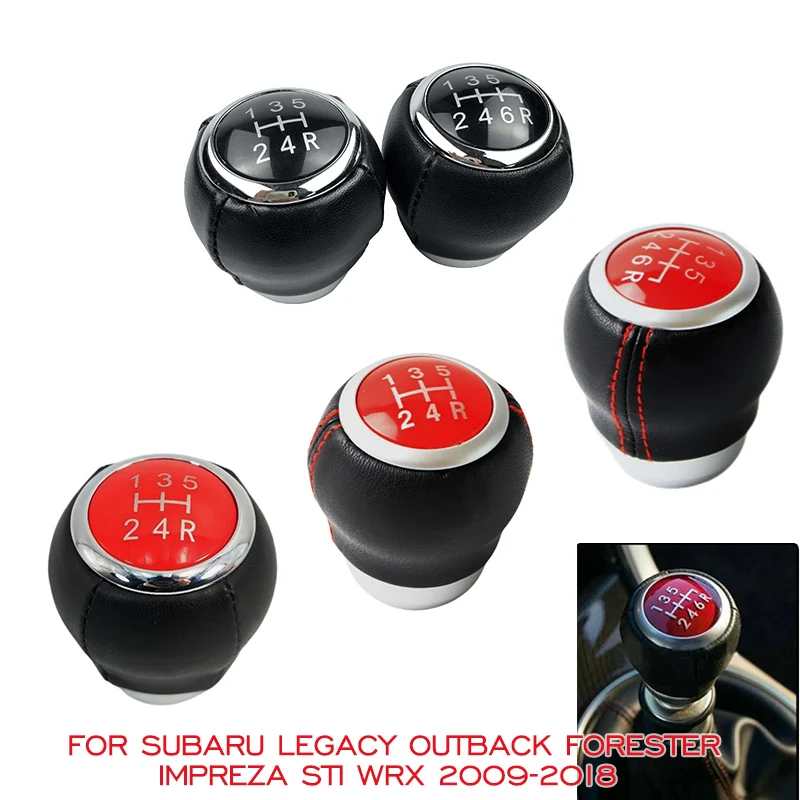 5/6 Speed Black Leather Gearbox Shift Knob Lever Shifter Stick Head For ...