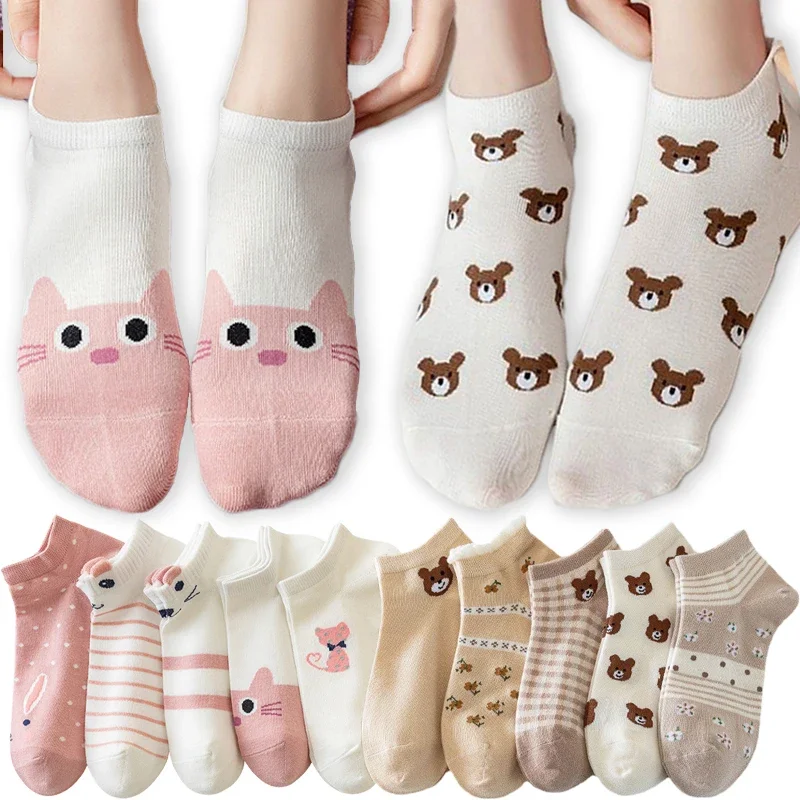 Cute-Cartoon-Animals-Socks-Cat-Bear-Sock-For-Women-Girls-Funny-Low-Cut ...