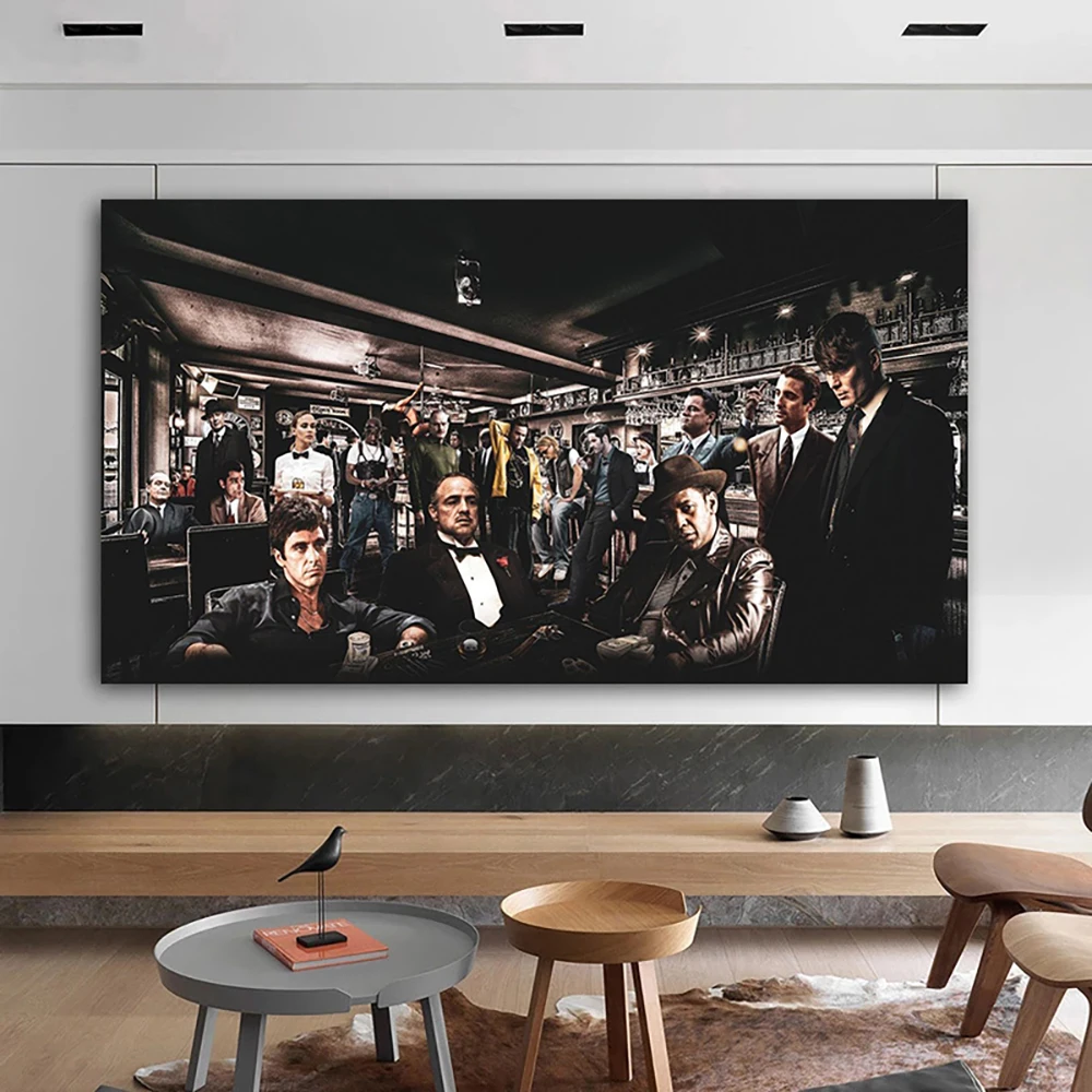 Famous-Godfather-Scarface-Canvas-Painting-Wolf-Of-Wall-Movie-Poster ...