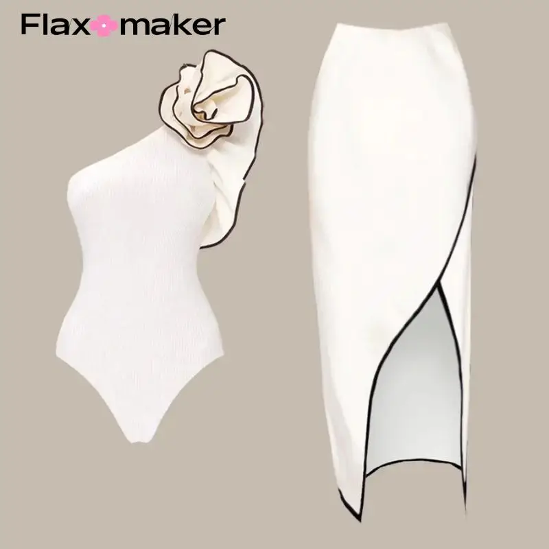 Flaxmaker-Woman-sexy-3D-Flower-white-Swimsuit-set-two-piece-Swimwear ...