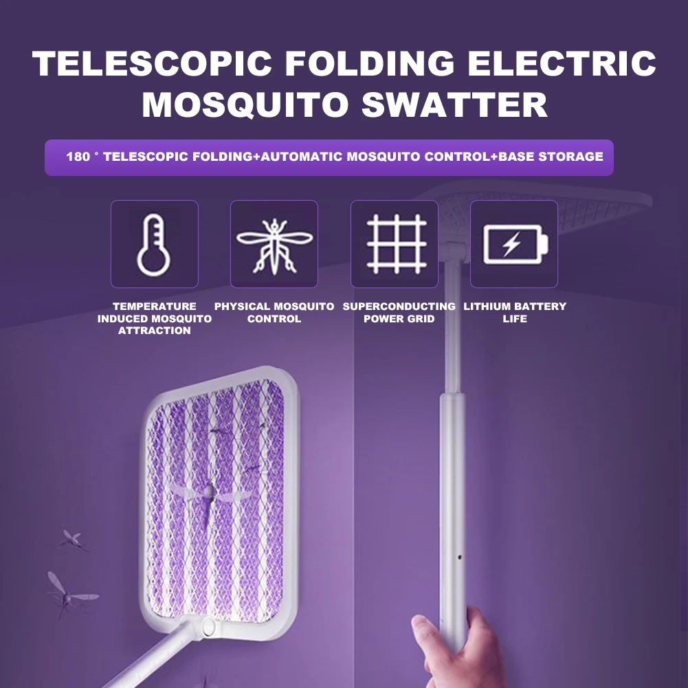 Folding-Electric-Fly-Swatter-USB-Charging-Mosquito-Repellent-Zapper ...