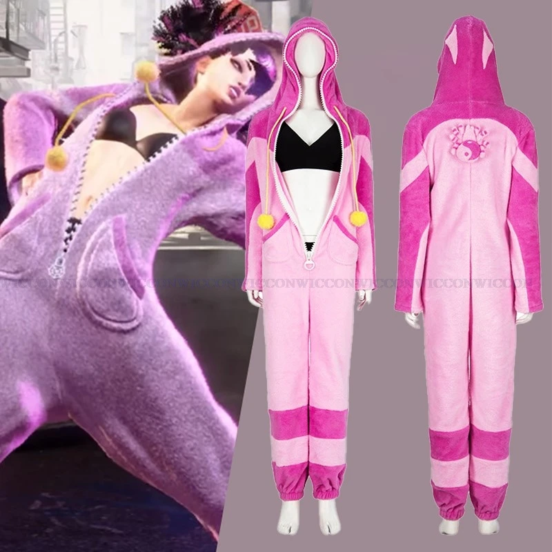 Game-Street-Fighter6-SF-Han-Juri-Cosplay-Costume-Han-Juri-Pajamas-Pink ...
