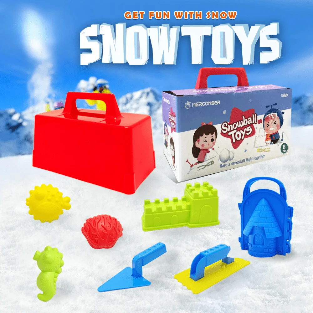 8pcs Kids Winter Outdoor Snow Toy Set - Thickened Snowball Maker Molds ...