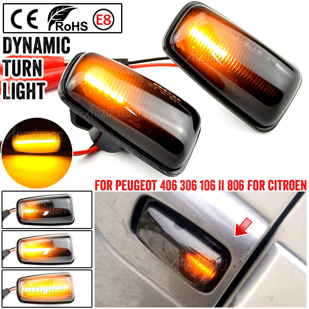 2pcs-Amber-LED-Flowing-Turn-Signal-Front-Fender-Side-Marker-Lights-For ...