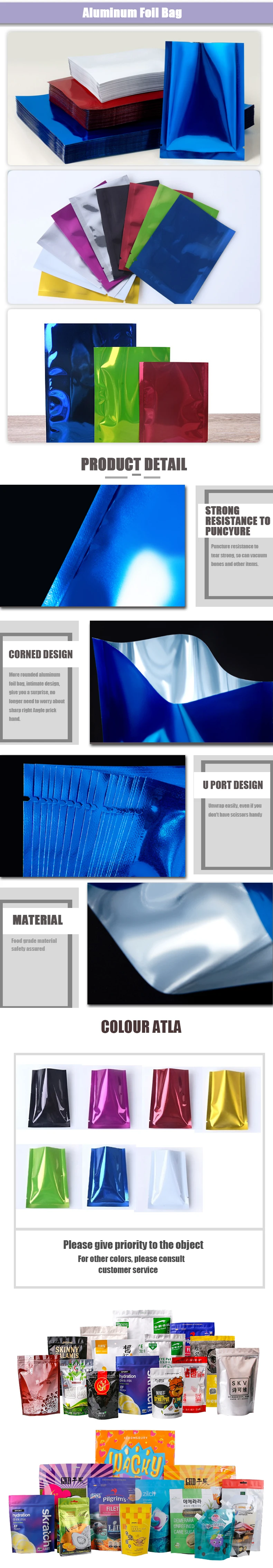 Emballage alimentaire,Sac d'emballage plat en aluminium coloré,petite ...