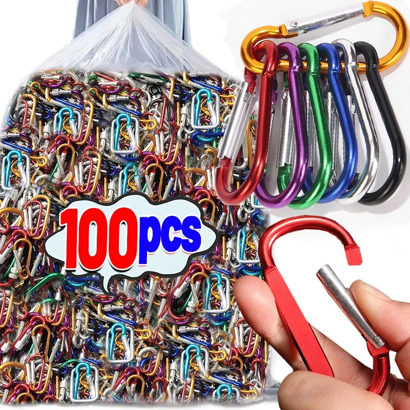 5/100pcs Colorful Carabiner Keychain Alluminum D-ring Buckle Spring ...