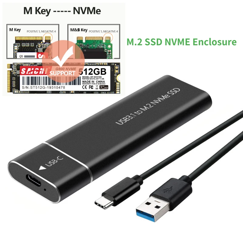 Caixa Móvel Ssd Metal Sólido Disco Rígido Externo Ssd Gabinete Suporta Protocolo Nvme Laptop ...