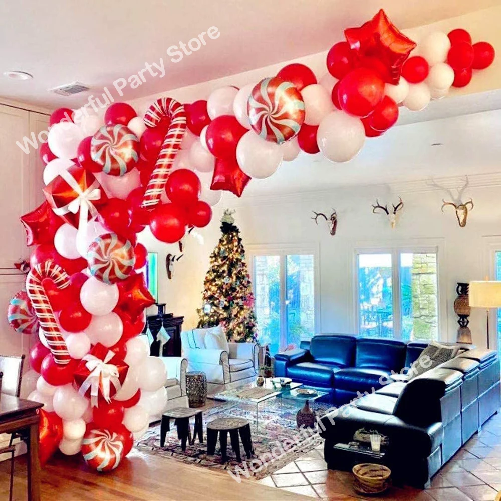 136Pcs-Christmas-Red-Balloon-Garland-Kit-Arch-White-Red-Candy-Crutch ...
