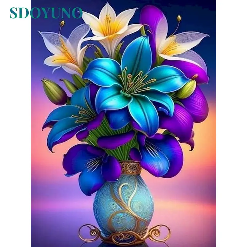 SDOYUNO-DIY-Pictures-By-Number-Flower-Kits-Painting-By-Numbers-Flower ...