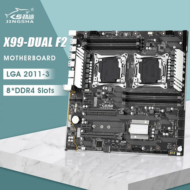 JINGSHA placa base X99 Dual F2 X99, CPU Dual Xeon, LGA2011 3, E5, V3, DDR4, RECC, 256GB, SATA, 3 ...