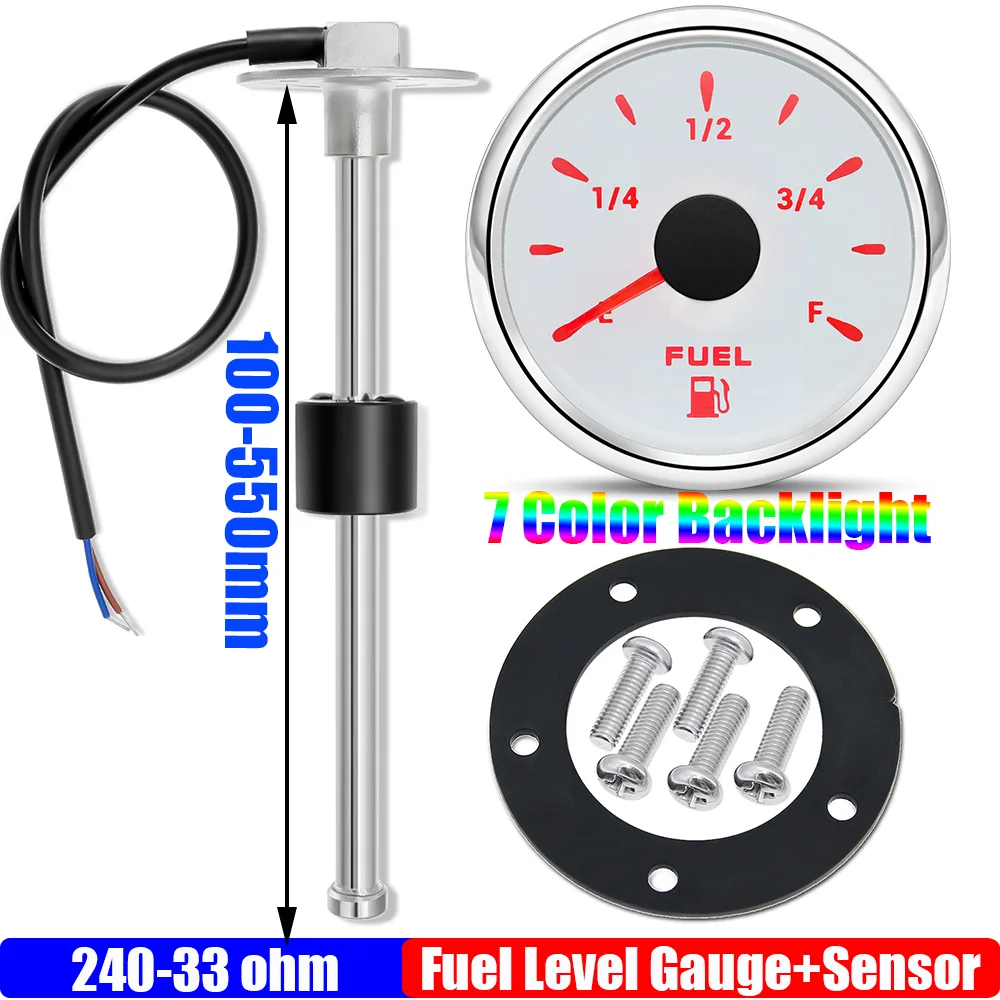 7-Color-Backlight-240-33-Ohm-2-52mm-Fuel-Level-Gauge-Fuel-Float-Level ...