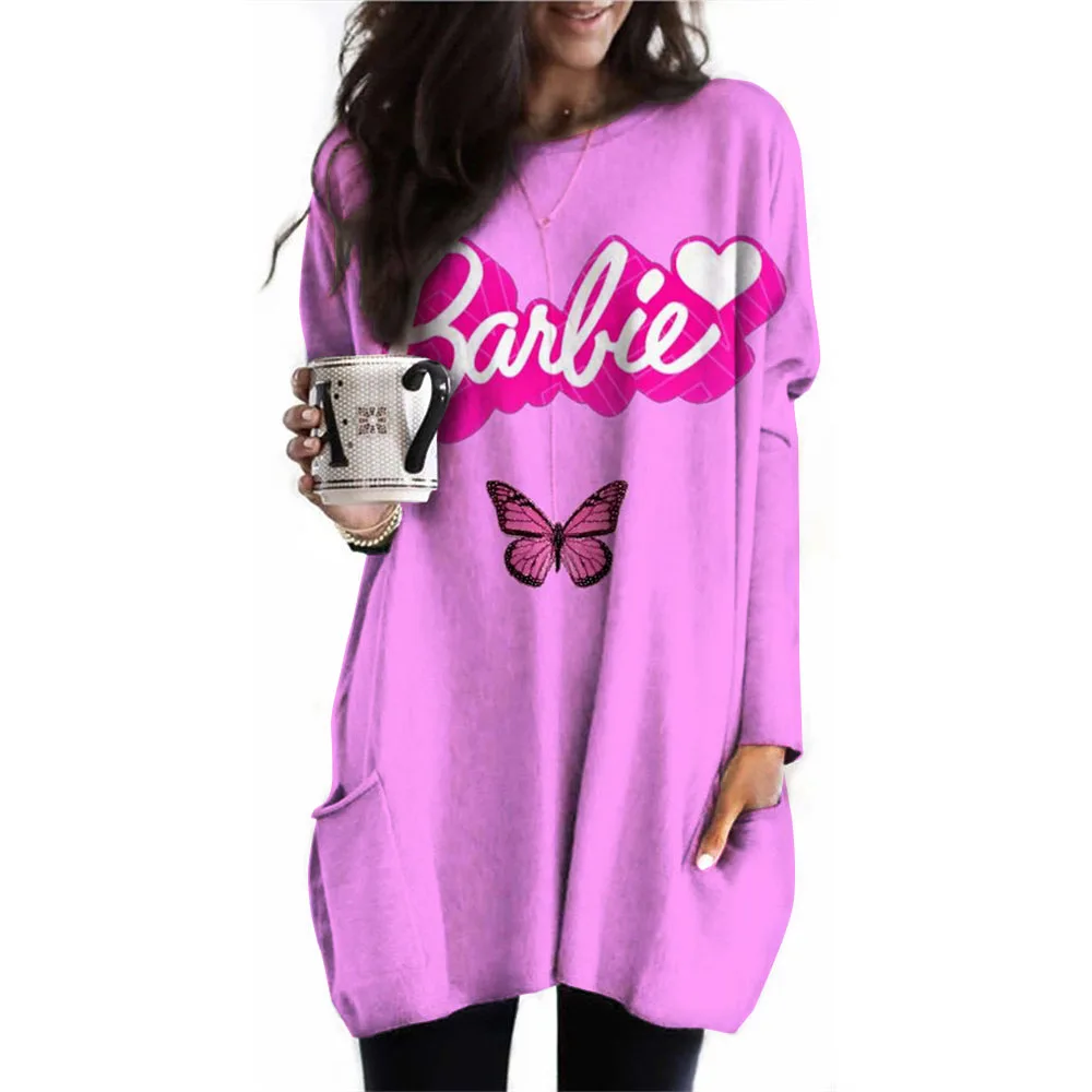 2024-women-s-pullover-Barbie-princess-print-color-blocked-long-sleeved ...