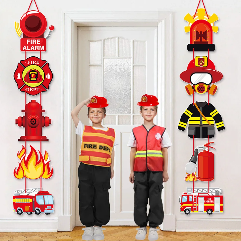 Fire Truck Party Door Signs Banner Firetruck Birthday Party Decorations ...