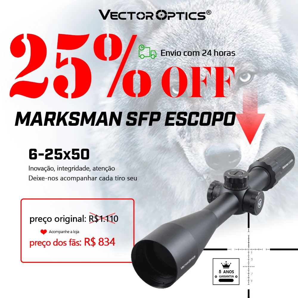 Vector Optics Marksman 6 24X50ffp Caça Riflescope Tiro Tático Rifle ...