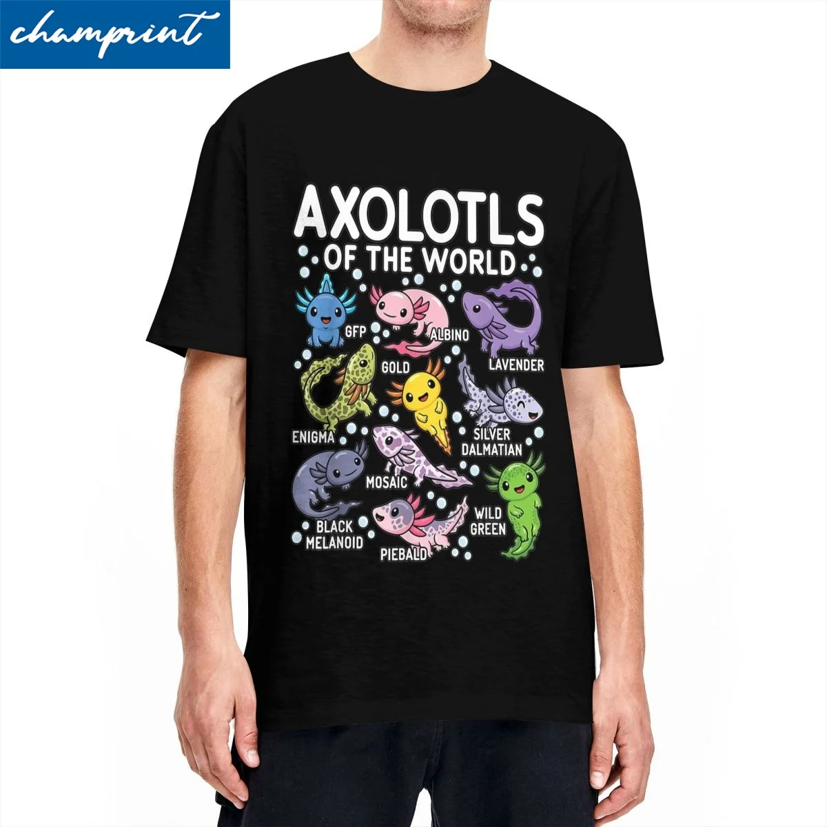 Axolotls-Of-The-World-T-Shirt-Men-Women-Casual-Pure-Cotton-Tee-Shirt ...