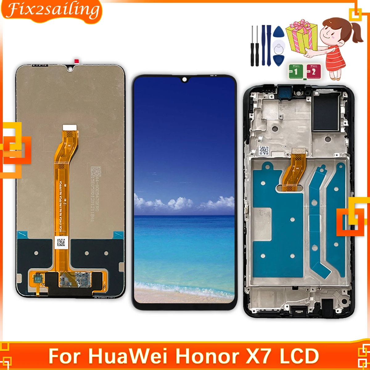 Pantalla LCD de 6,74 pulgadas para Huawei Honor X7 CMA-LX2 CMA-LX1 ...