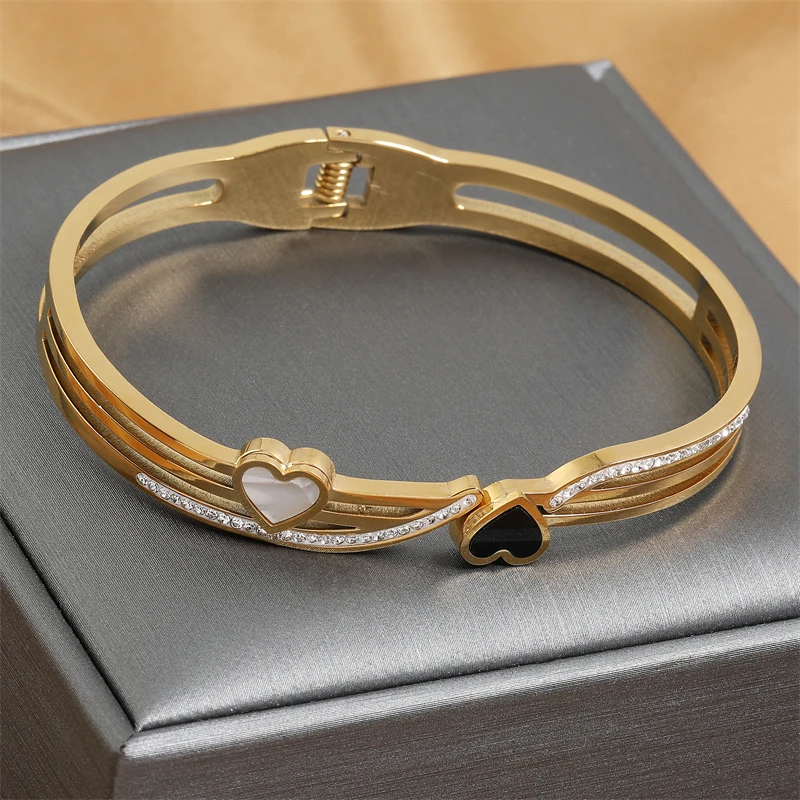 RAKOL-Punk-Black-Shell-Heart-Shape-Bangles-For-Women-Fashion-Geometric ...