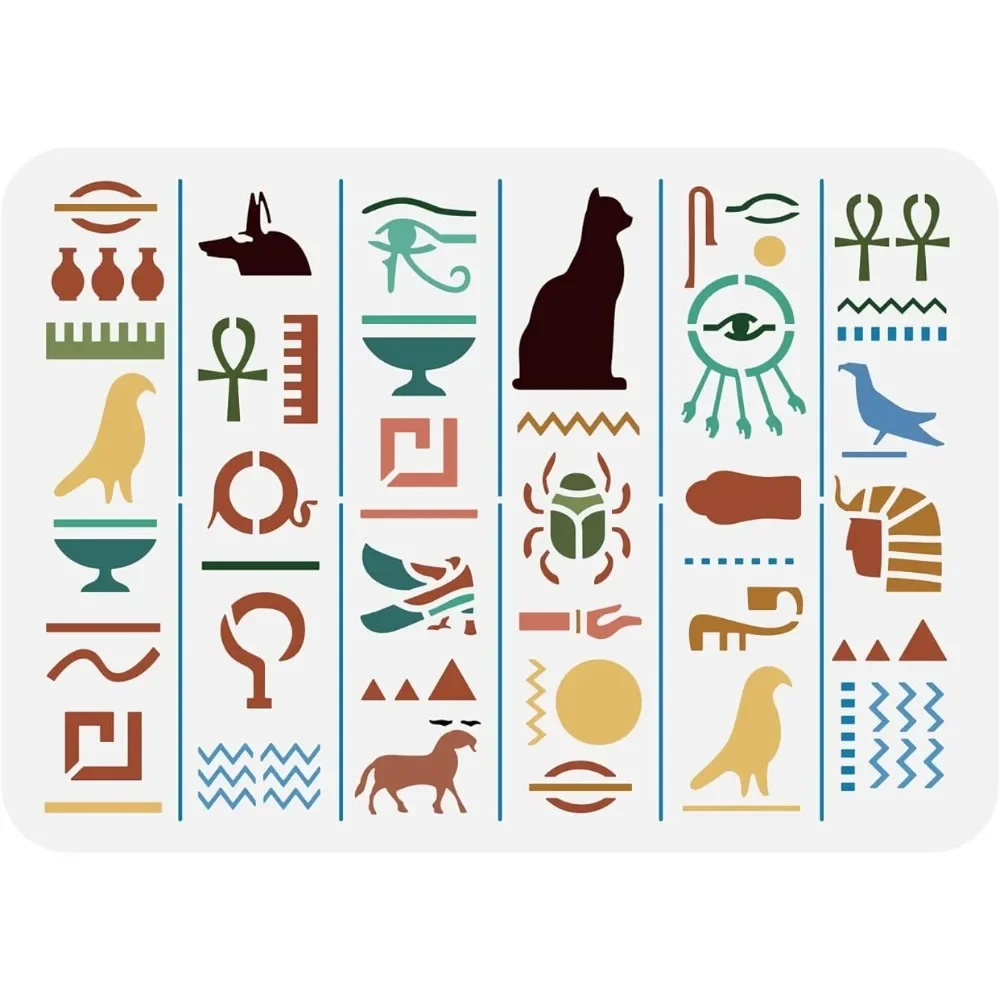 Egyptian Hieroglyph Stencil Template 11.7x8.3 inch Egyptian Template ...