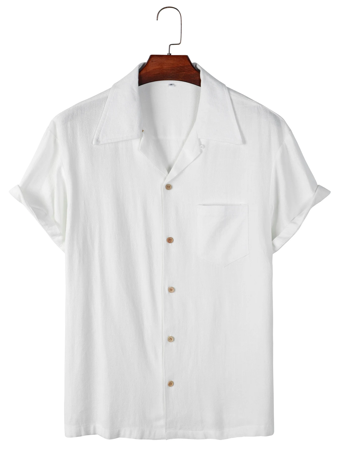 Men-s-Hawaiian-Linen-Pure-Color-Shirt-Casual-Short-Sleeve-Shirt-for ...