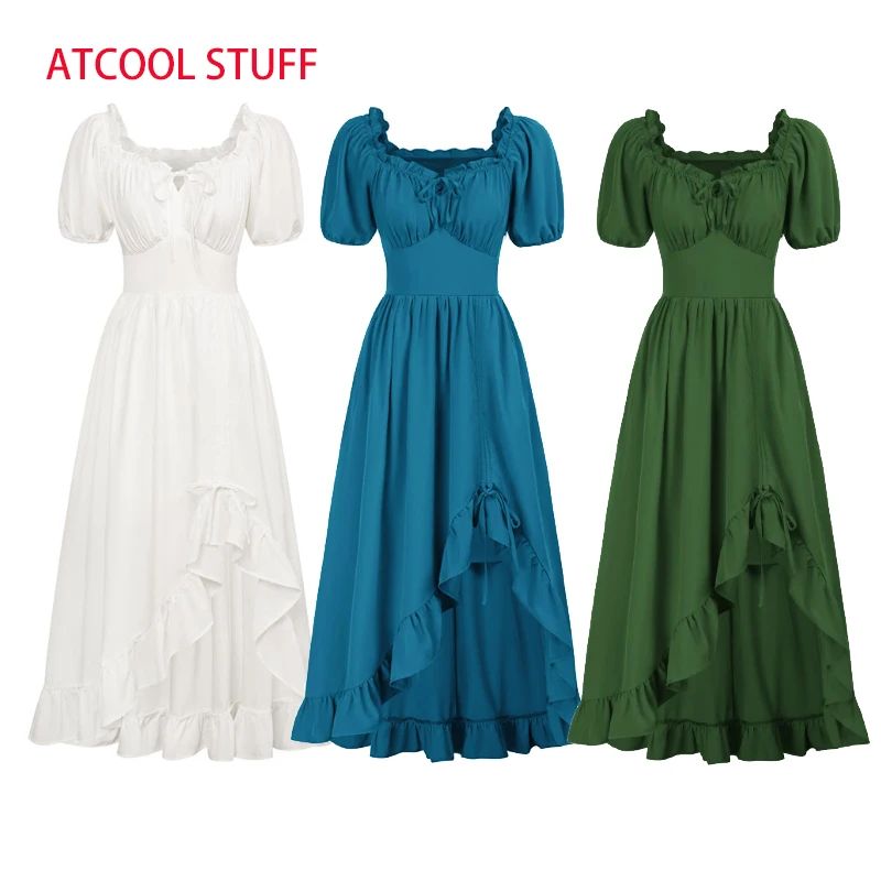 Women-Vintage-Witch-Dress-Medieval-Renaissance-Defined-Waist-Dress-High ...