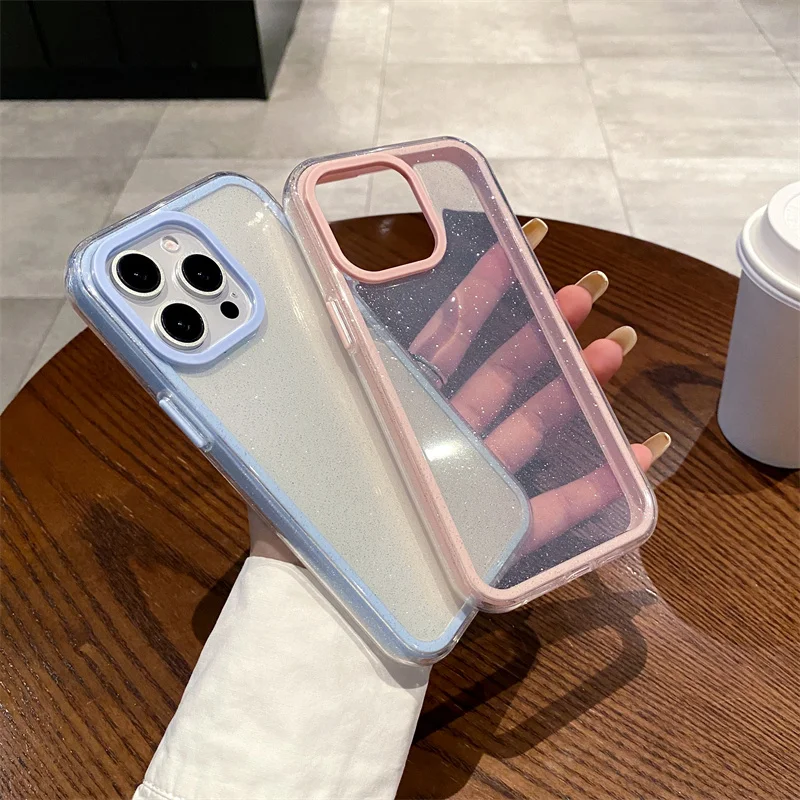 Glitter Anti-fall Phone Case, 3in 1, FOR iPhone 16, 16pro, 16Promax, 15 ...
