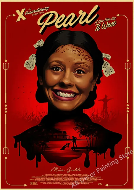 Retro Pearl Posters 2022 Horror Movie Kraft Paper Prints Film X Vintage ...