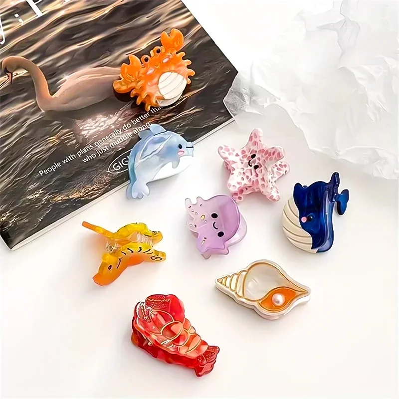 Acetate Ocean Animal Hair Clips for Women Non-Slip Summer Beach ...