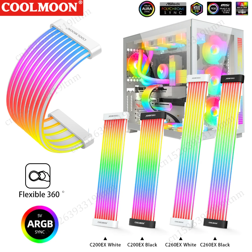 COOLMOON-ARGB-Cabo-de-extens-o-de-alimenta-o-RGB-LED-Light-Strip-Bar ...