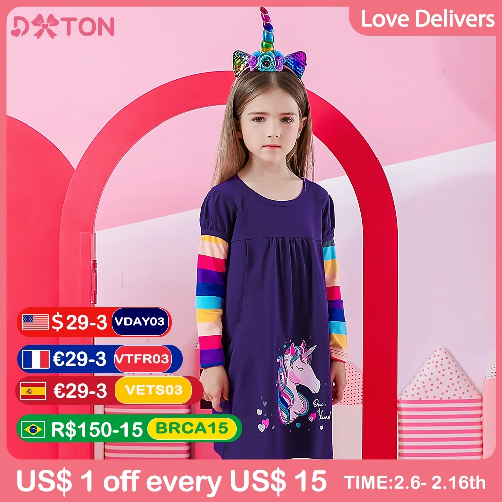 DXTON-Kids-Dress-for-Girls-Autumn-Winter-Long-Sleeve-Cotton-Dress ...