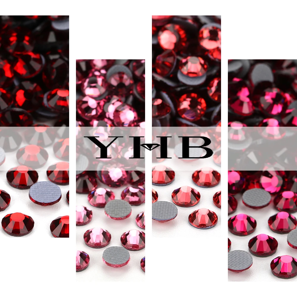 Yhb High Quality Red Flatback Hotfix Rhinestones For Shoes Bags Nails ...