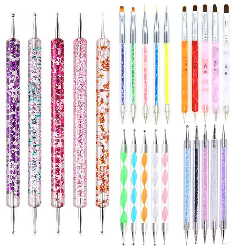 Nail Art Brush Nail Art Dotting Pen Drawing Painting Set DIY Design Nail Art Dotting Tools ...