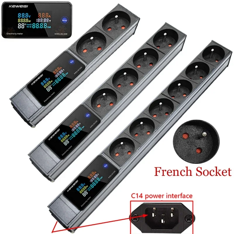 French-socket-Power-Strip-Digital-Ampermeter-Power-Energy-Voltmeter ...
