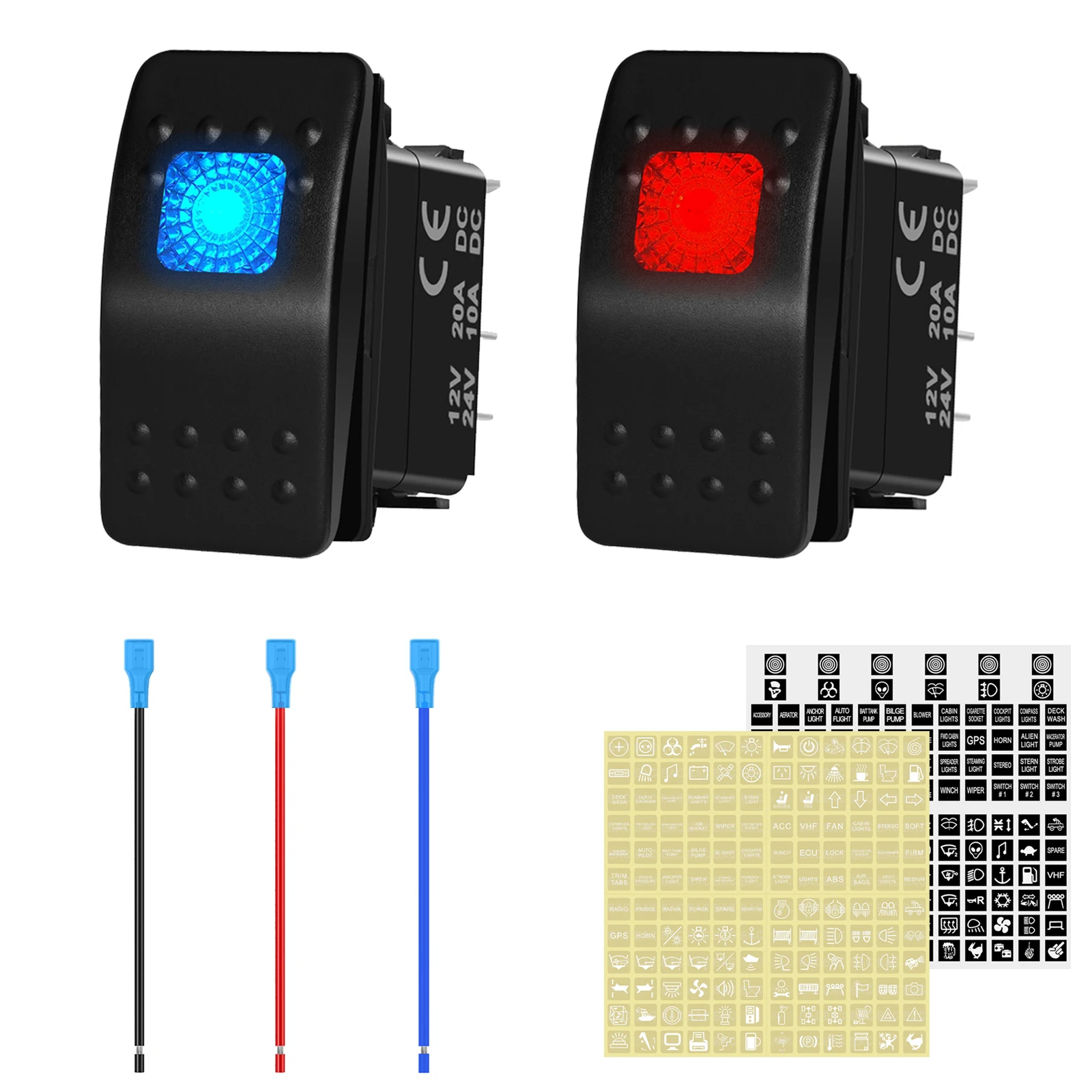 1-PCS-Marine-Rocker-Switch-Blue-Led-12V-24V-3P-SPST-ON-OFF-Toogle ...