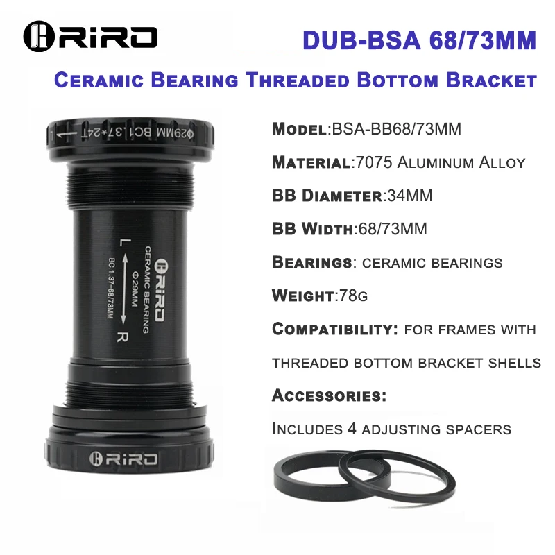 RIRO DUB 29MM Threaded Bottom Bracket | For Hollow Integrated Crankset ...