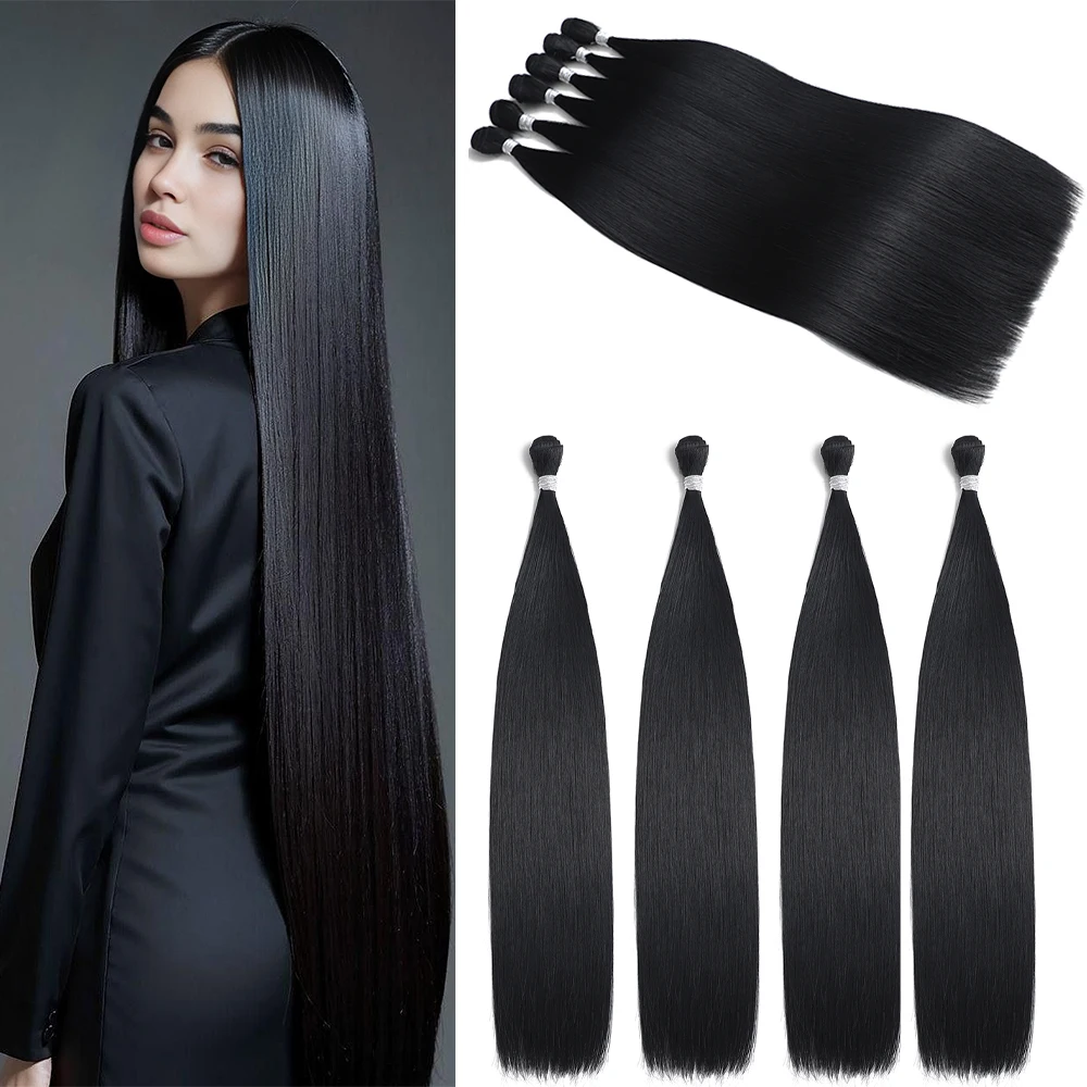 Synthetic-Long-Straight-Hair-Extensions-Bundles-Black-Brown-Gold ...