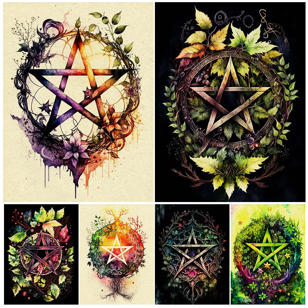 Mysterious-Magic-Pentagram-Abstract-Art-Canvas-Poster-Print-Witchcraft ...