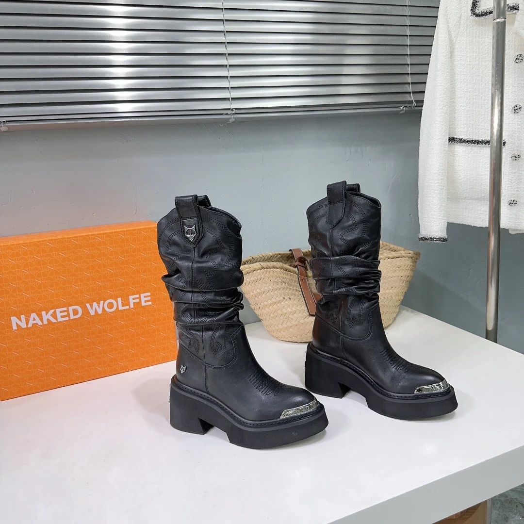 Botas-blancas-y-negras-Wolfe-estables-desnudas-para-mujer-botas-con ...