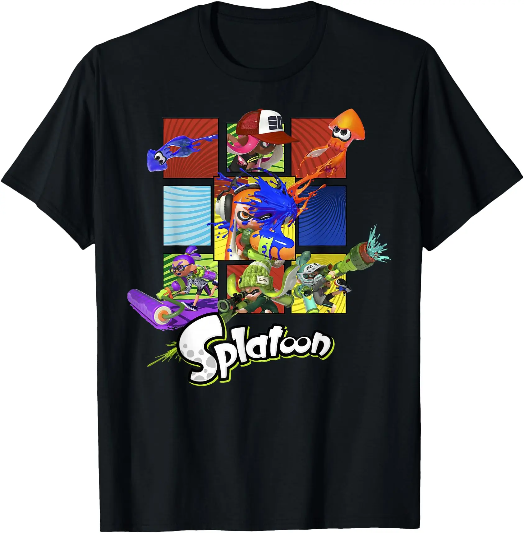 Splatoon Inklings in Action Boxes Anime t shirt for men videogame ...