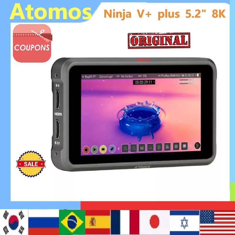 Atmos ninja v + plus 5.2 "8k hdmi h.265 monitor de gravação crua ...