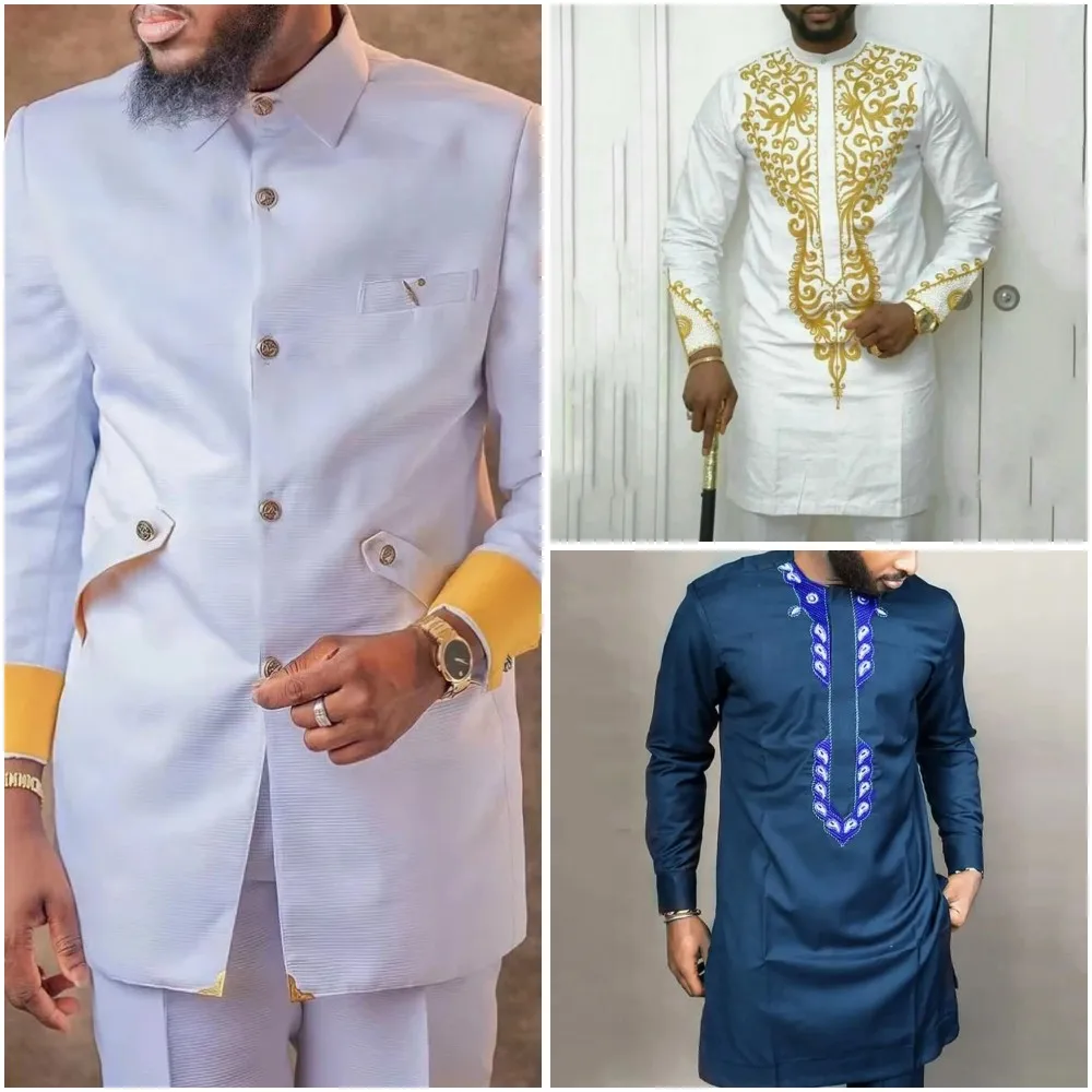 Kaunda-Suit-Men-Outfits-Clothing-2PCS-Set-Single-Breasted-Jacket-Top ...