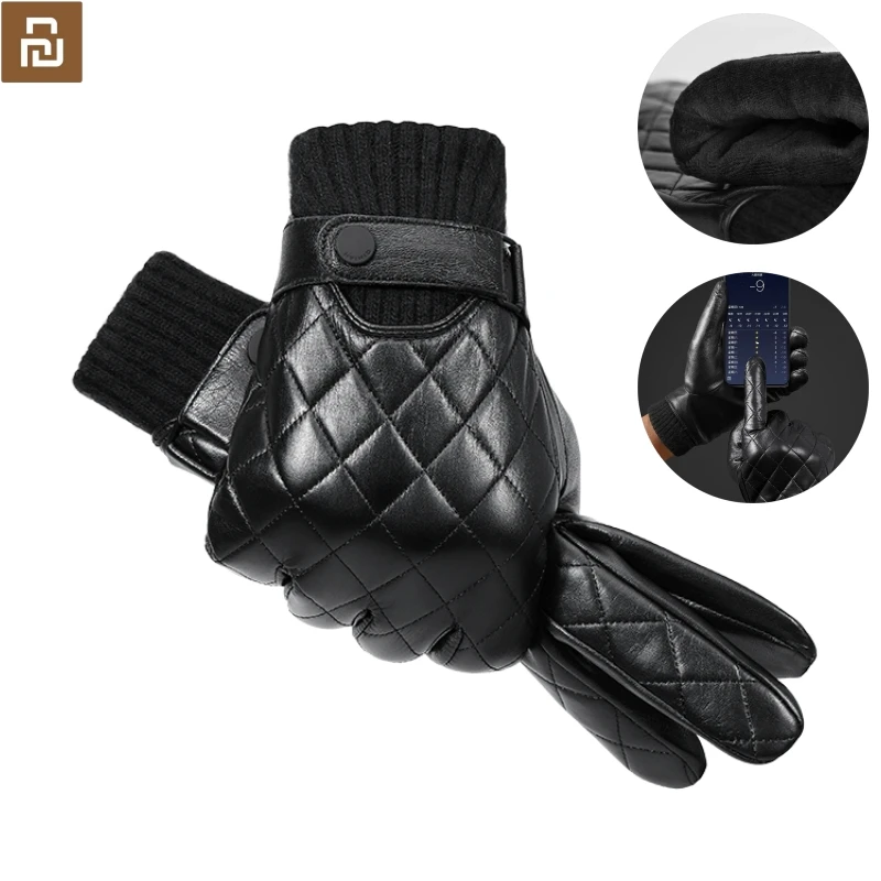 Youpin-Qimian-Full-Touch-Screen-Gloves-Sheepskin-Thick-Warm-Plus-Velvet-Leather-Gloves-Outdoor ...