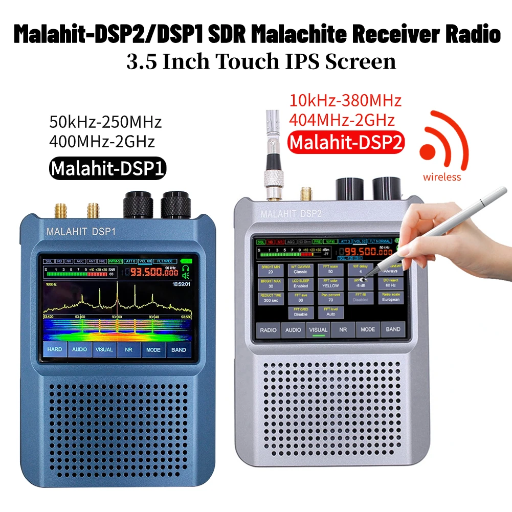 DSP2 SDR Malachite Radio Receiver 10kHz-380MHz 404MHz-2GHz Radio Speaker 5000mAh Battery ...