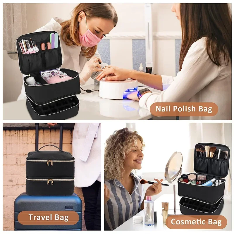 30 Bottle Black Nail Polish Storage Bag Essential Oil Case Cosmetic ...