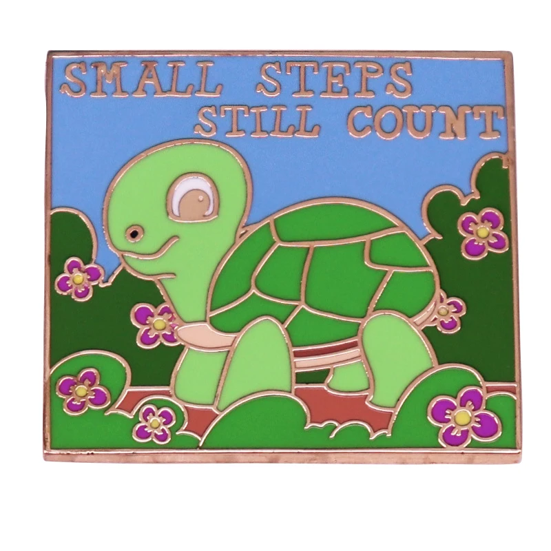 E0320-Small-steps-still-count-turtle-Brooches-for-Clothing-Enamel-Pins ...