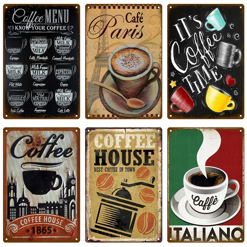 Vintage-Metal-Sign-Shabby-Chic-Coffee-Shop-Menu-Home-Bar-Cafe-Tin-Sign ...
