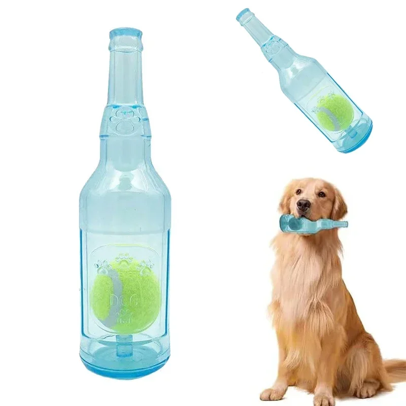 Pet-Dog-Noise-Chewing-Toy-Beer-bottle-with-tennis-ball-Dog-Toy-Squeak ...