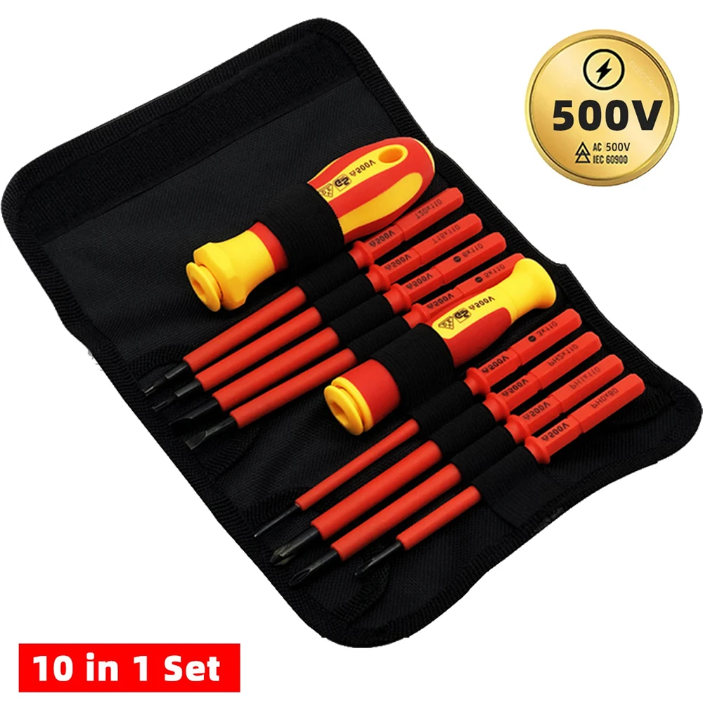 10Pcs-Interchangeable-Blade-VDE-Insulated-Screwdriver-Set-with-Case ...